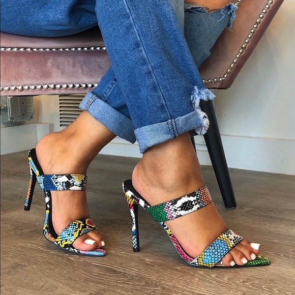 Shoes | Multi Color Snake Skin Heels | Poshmark